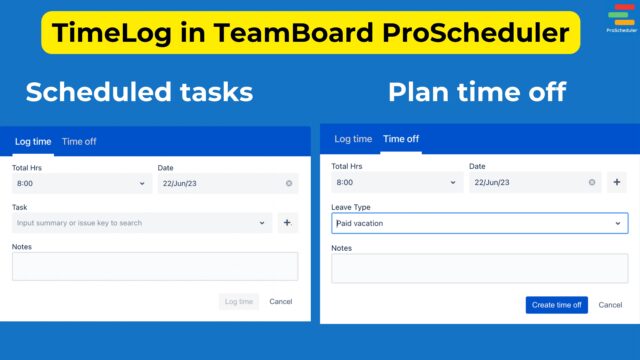 TimeLog in Jira using TeamBoard ProScheduler