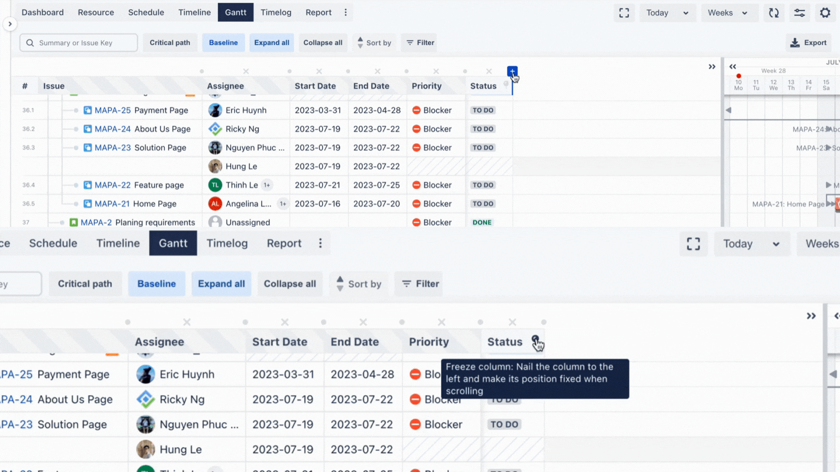 WBS Gantt Chart in Jira for Project/ Portfolio Management - TeamBoard ...